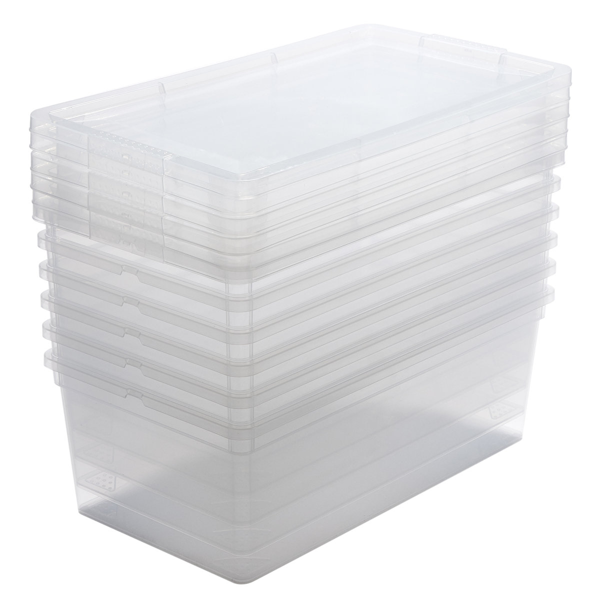 Simplify Rebrilliant 6 Pack Stackable Storage Bins with Lids in Clear | Wayfair